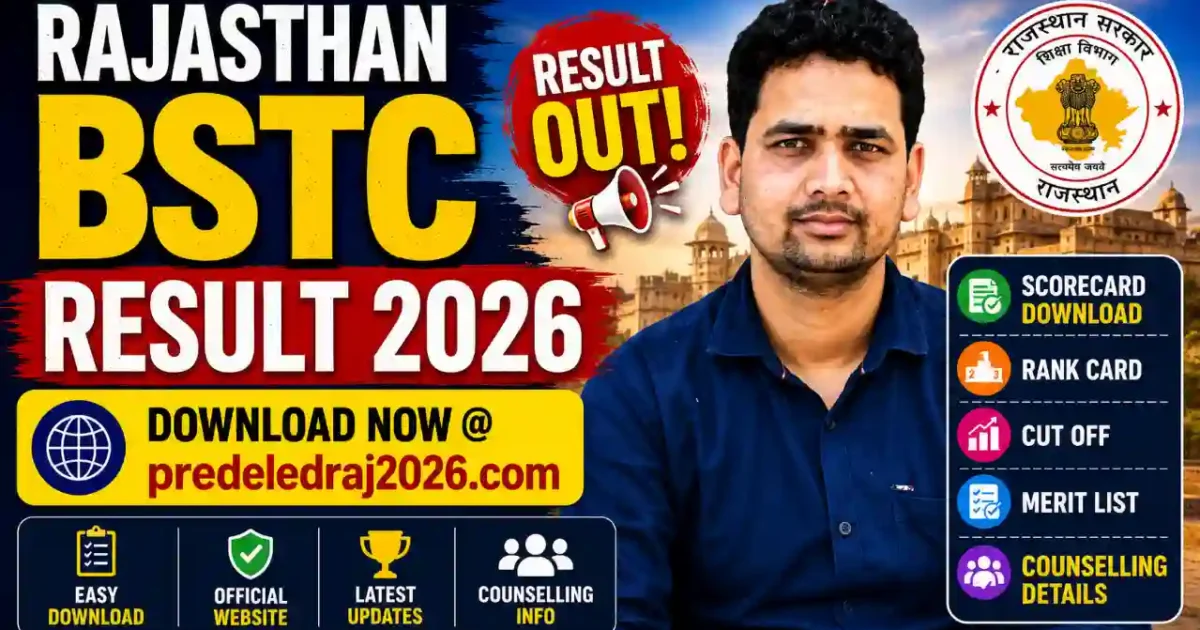 Rajasthan BSTC Result 2026 - Download Scorecard @predeledraj2026.com ...