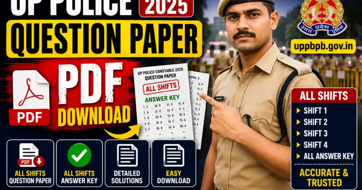 UP Police Constable 2025 Question Paper & Answer Key PDF Download